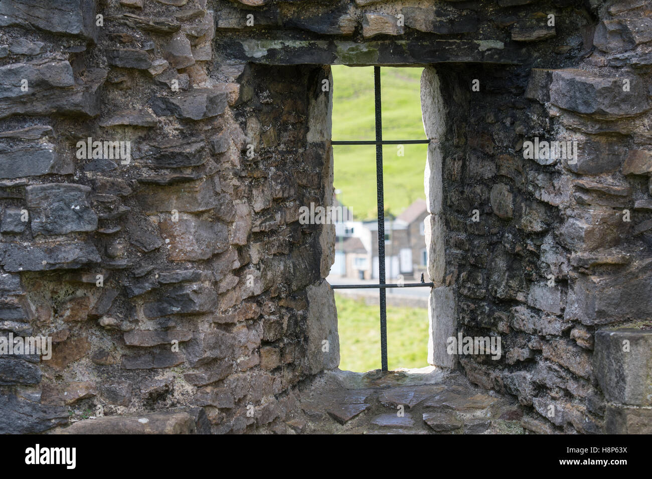 UK, England, Yorkshire, Richmond - A stone window inside the Richmond ...