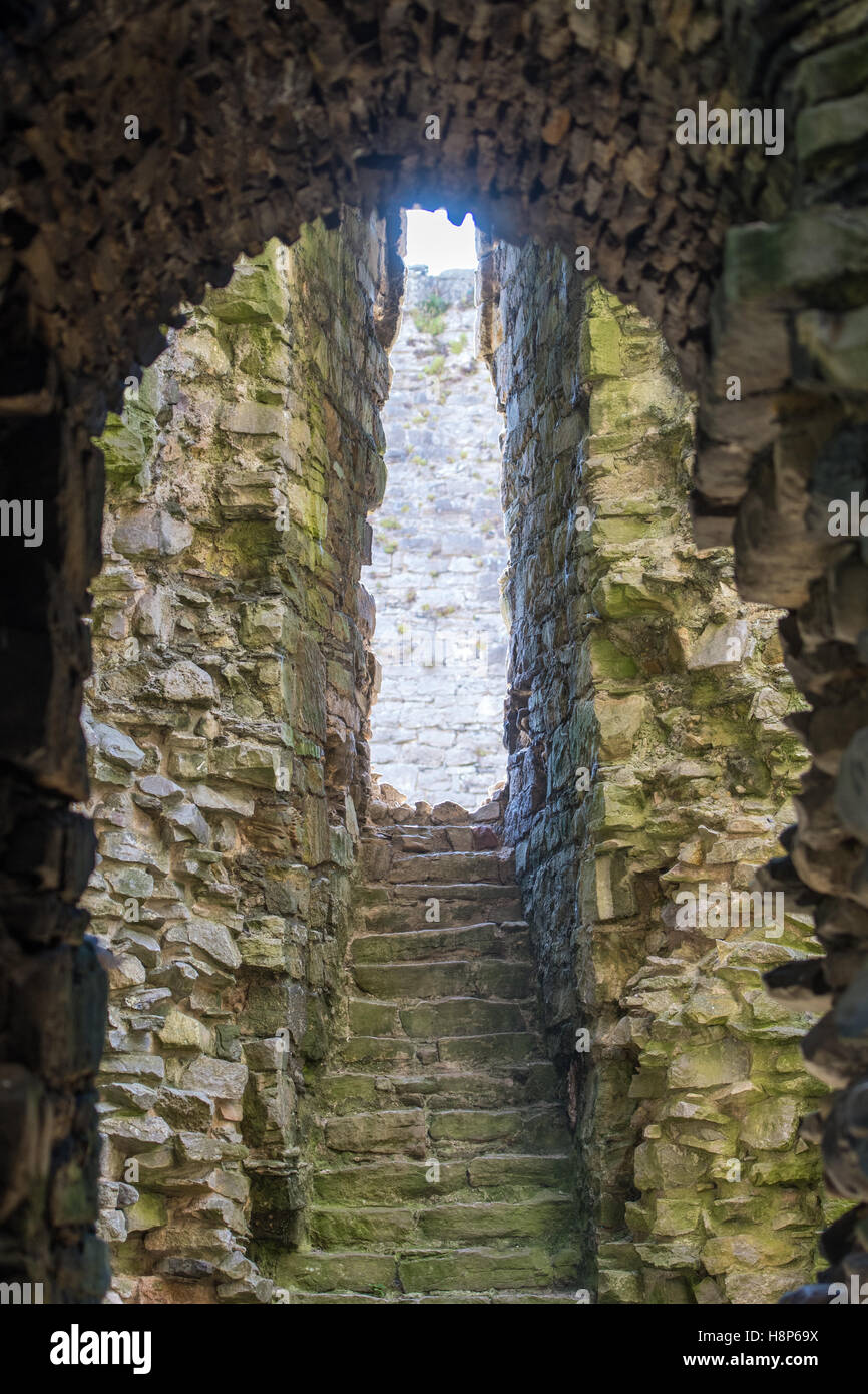UK, England, Yorkshire, Wensleydale, Middleham - A staircase inside ...