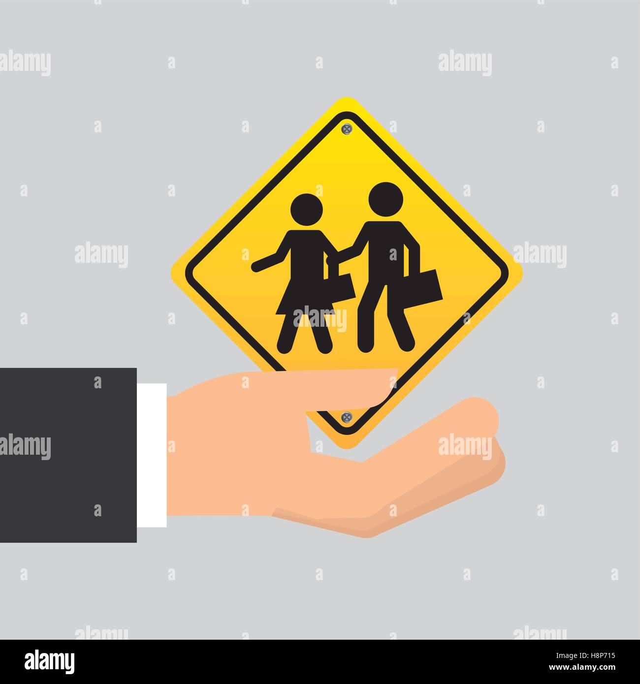 road sign school zone icon vector illustration eps 10 Stock Vector ...