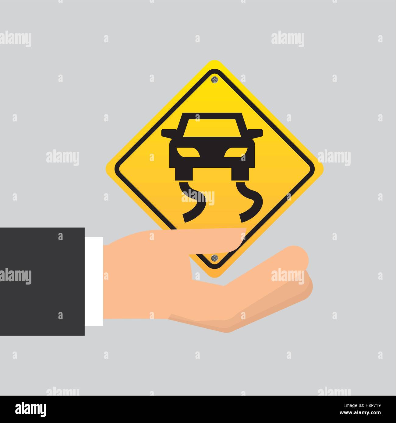road sign slippery car icon vector illustration eps 10 Stock Vector ...