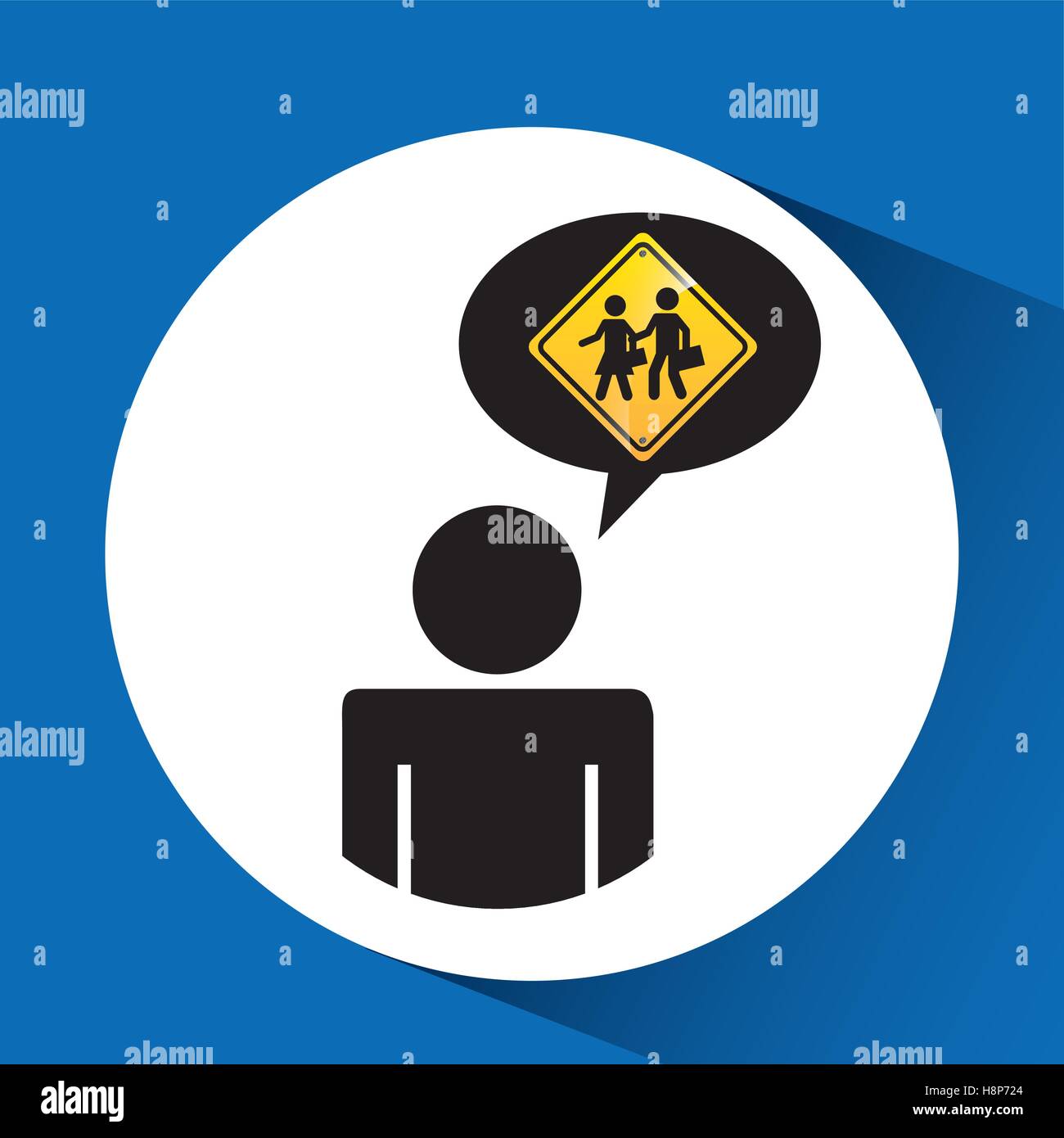 silhouette man road sign school zone icon vector illustration eps 10 ...