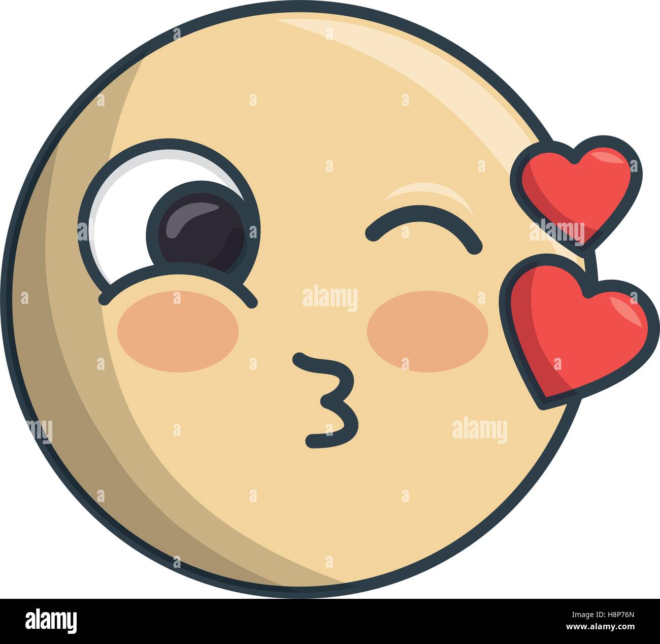 face circle emoticon kawaii style vector illustration design Stock ...