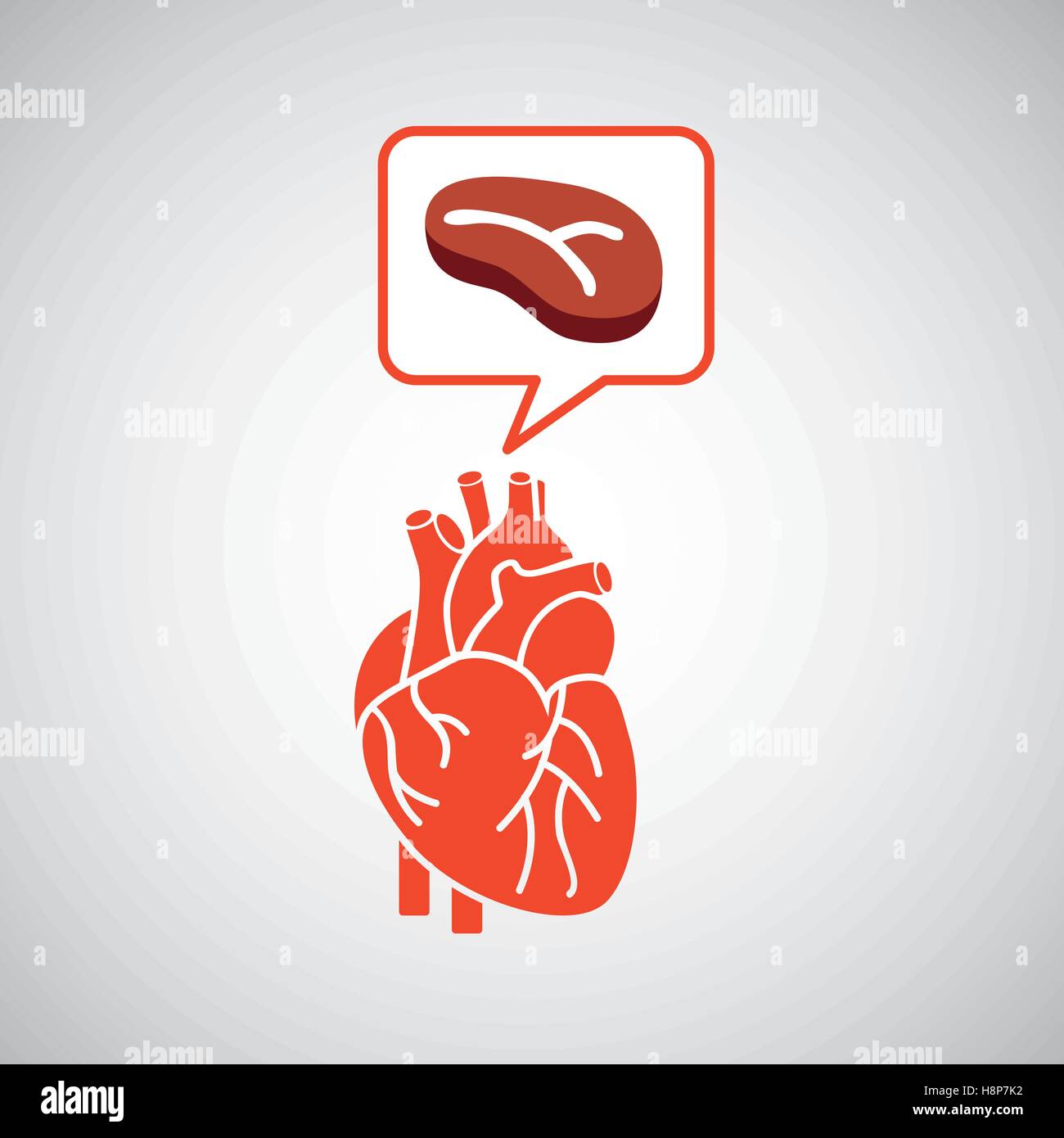 concept healthy heart meat eating icon vector illustration eps 10 Stock ...