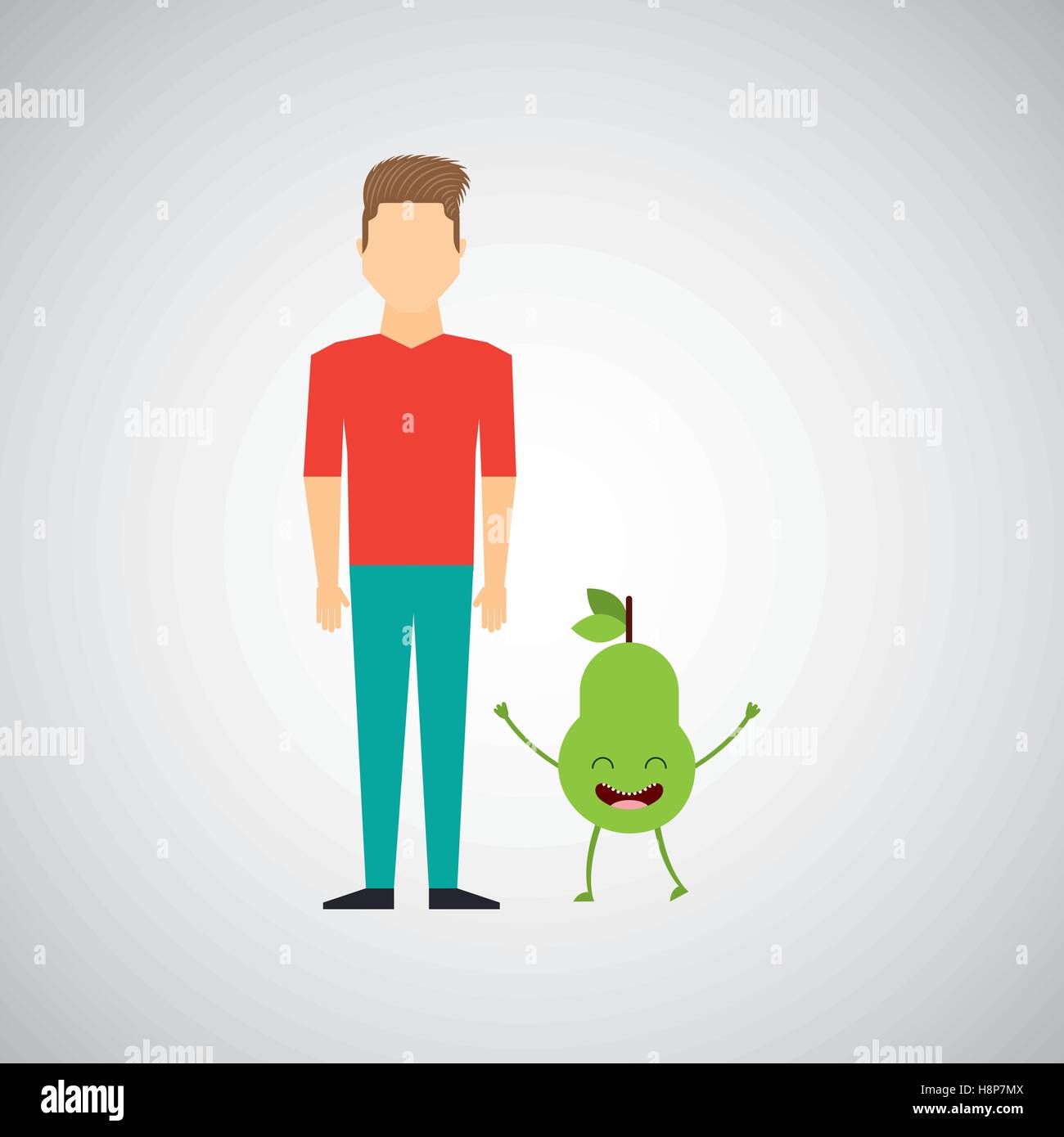 man with cartoon fruit pear vector illustration eps 10 Stock Vector ...