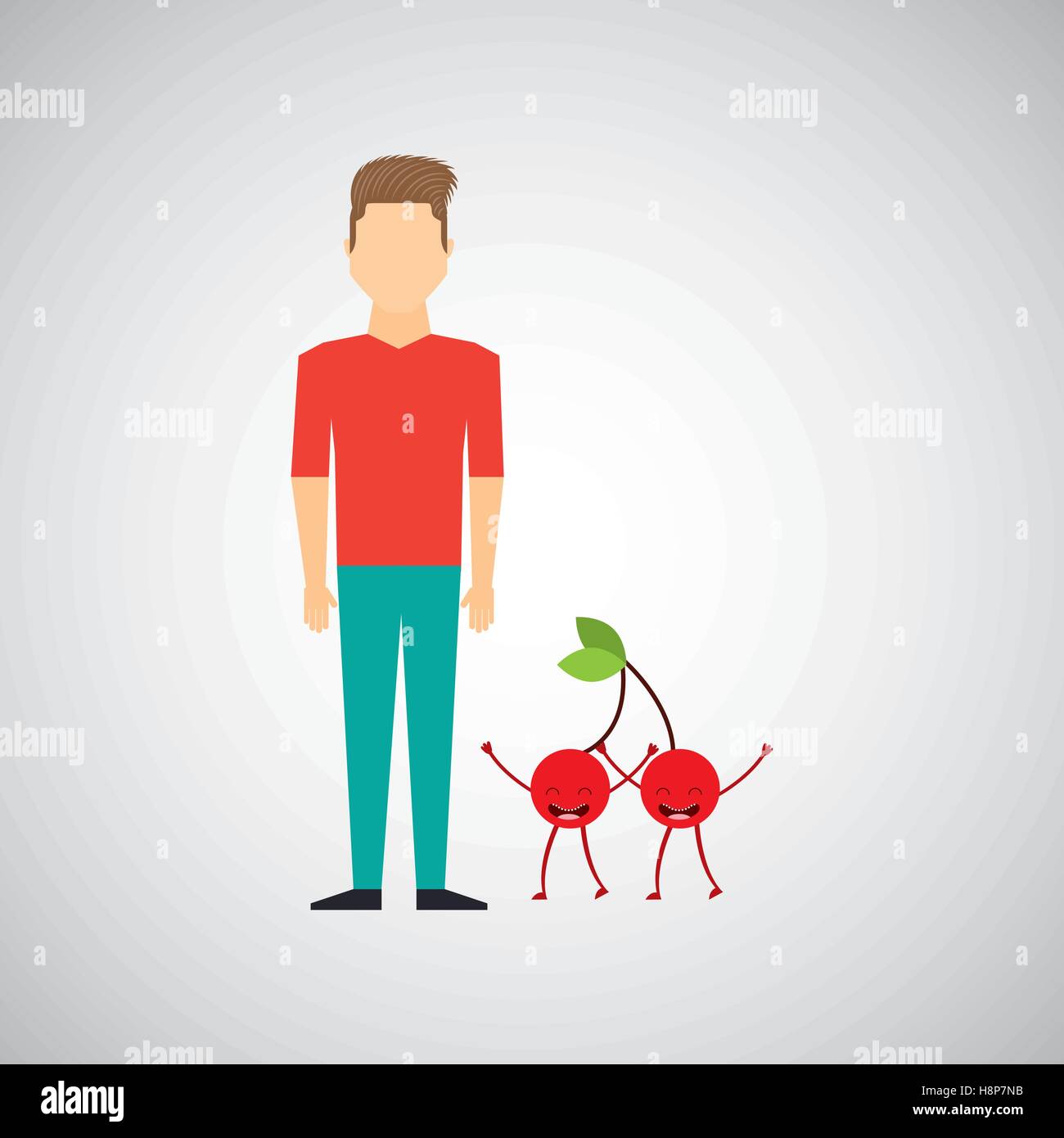 man with cartoon fruit cherrys vector illustration eps 10 Stock Vector ...