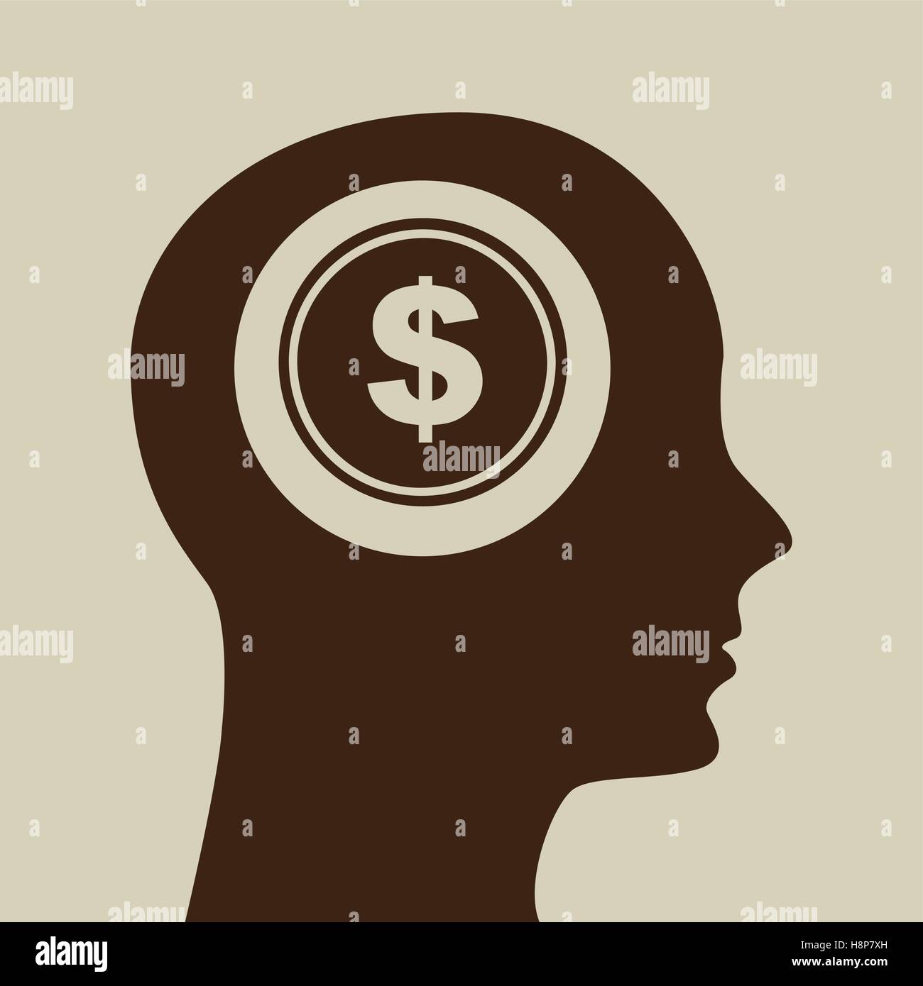 blue silhouette head money dollar icon design vector illustration eps ...