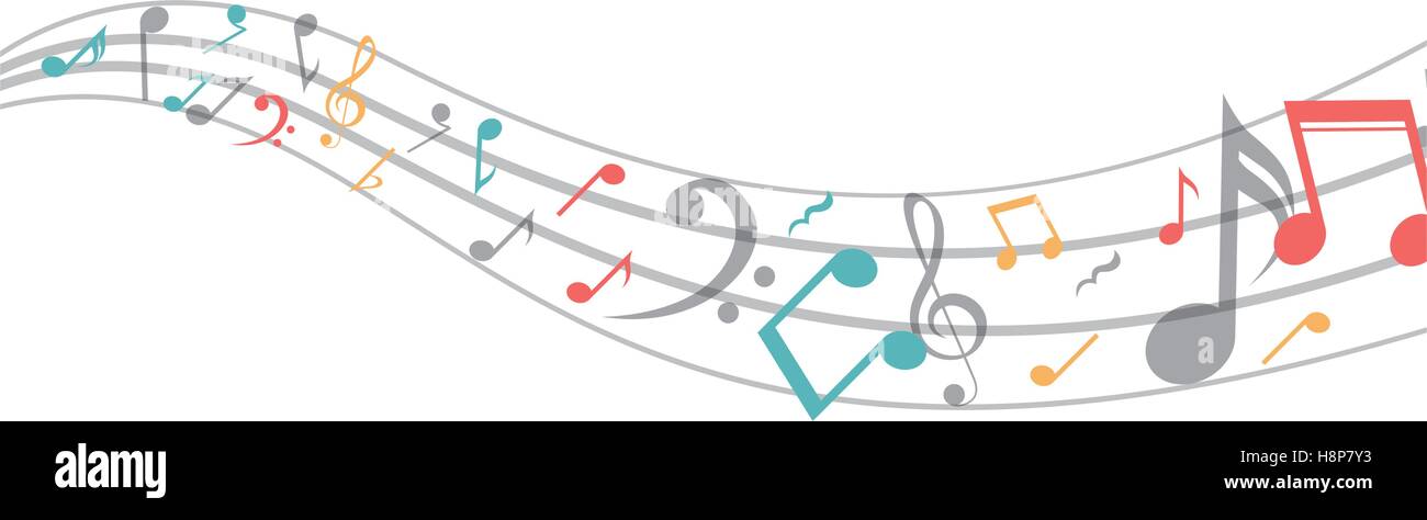 Music note icon. Sound melody pentagram and musical theme. Isolated ...