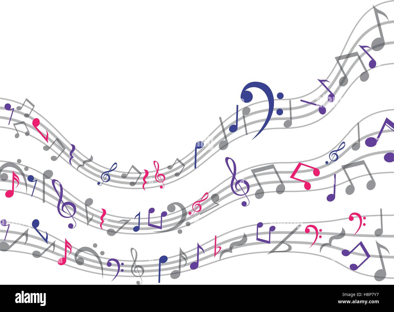 Music note icon. Sound melody pentagram and musical theme. Isolated ...