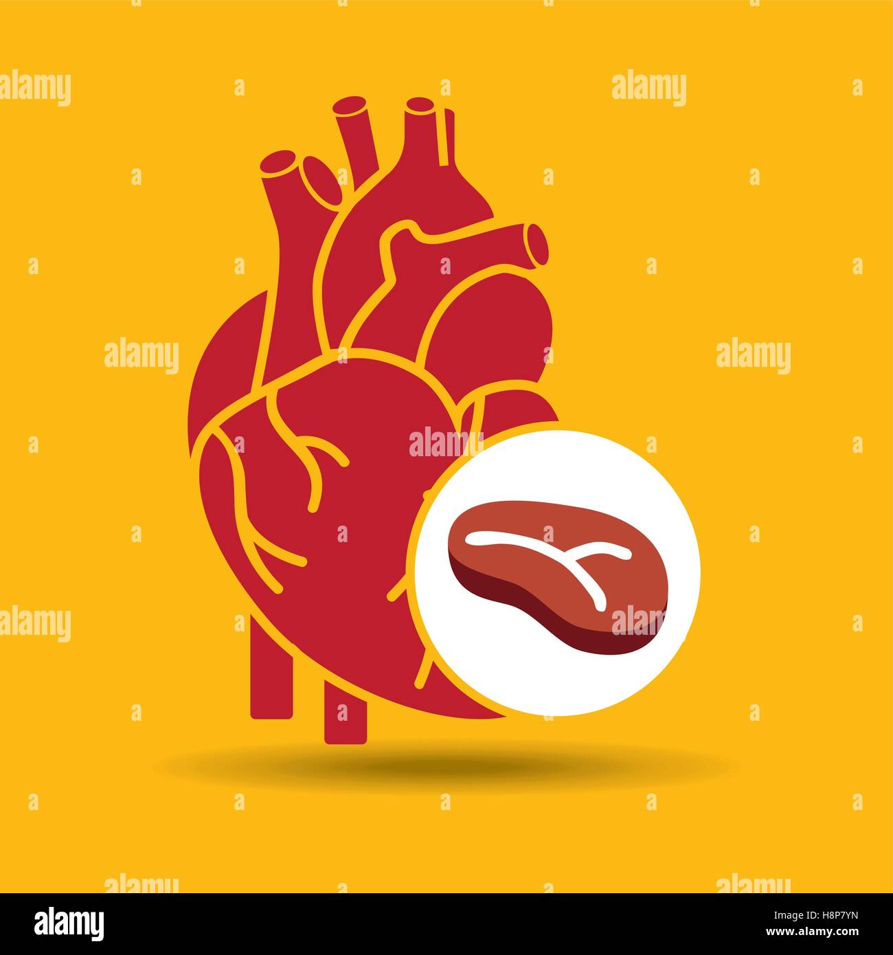 concept healthy heart meat eating icon vector illustration eps 10 Stock ...