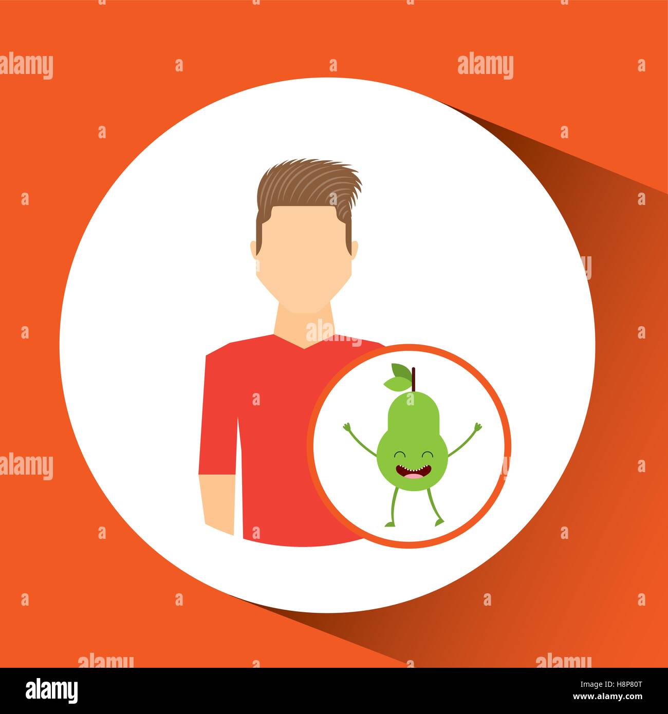 man with cartoon fruit pear vector illustration eps 10 Stock Vector ...