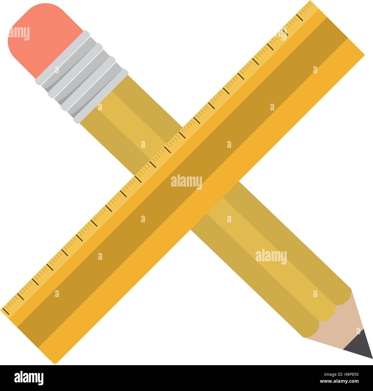 Pencil and ruler icon. School education learning and knowledge theme ...