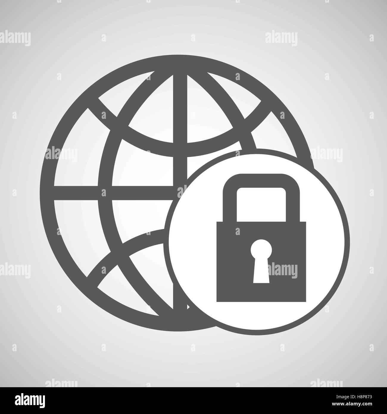 technology globe protection lock media graphic vector illustration eps ...