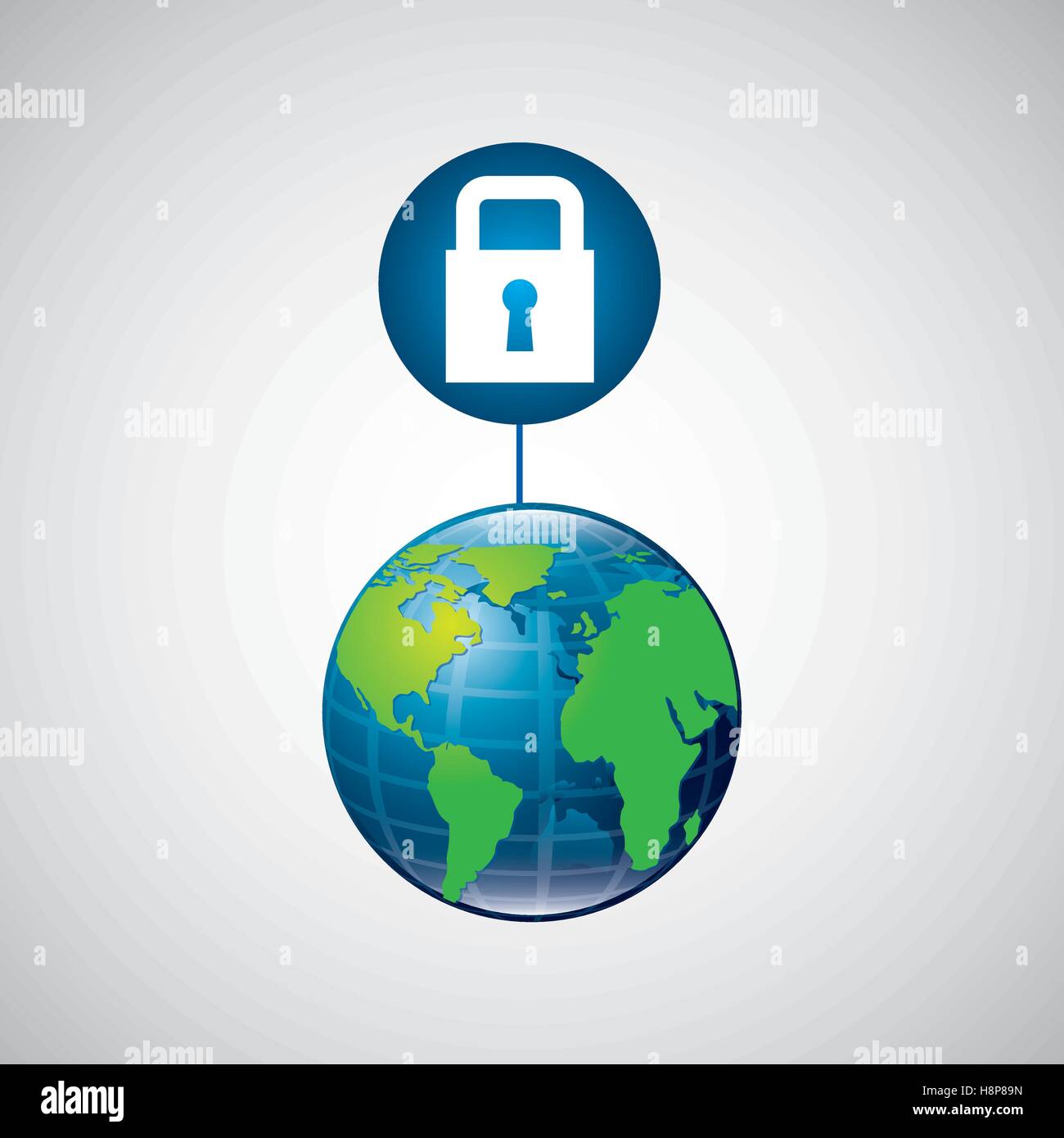 earth global padlock security data connected media vector illustration ...