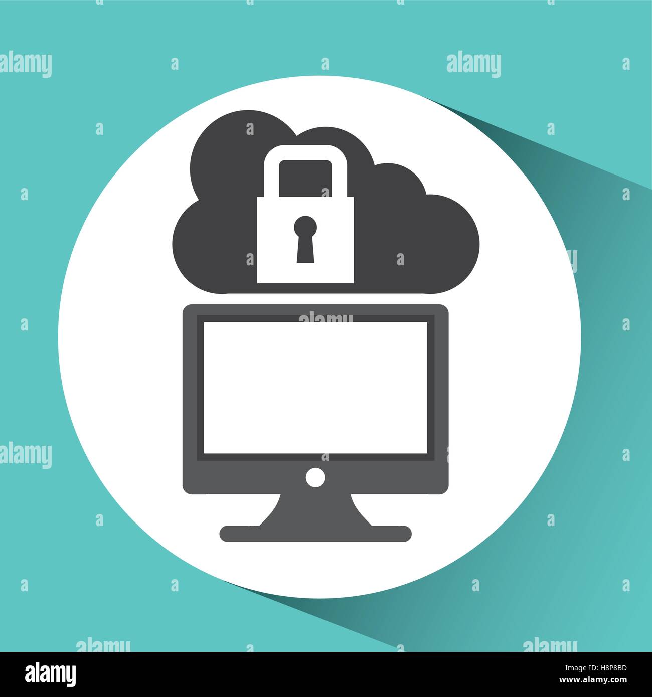 technology monitor pc cloud security graphic vector illustration eps 10 ...