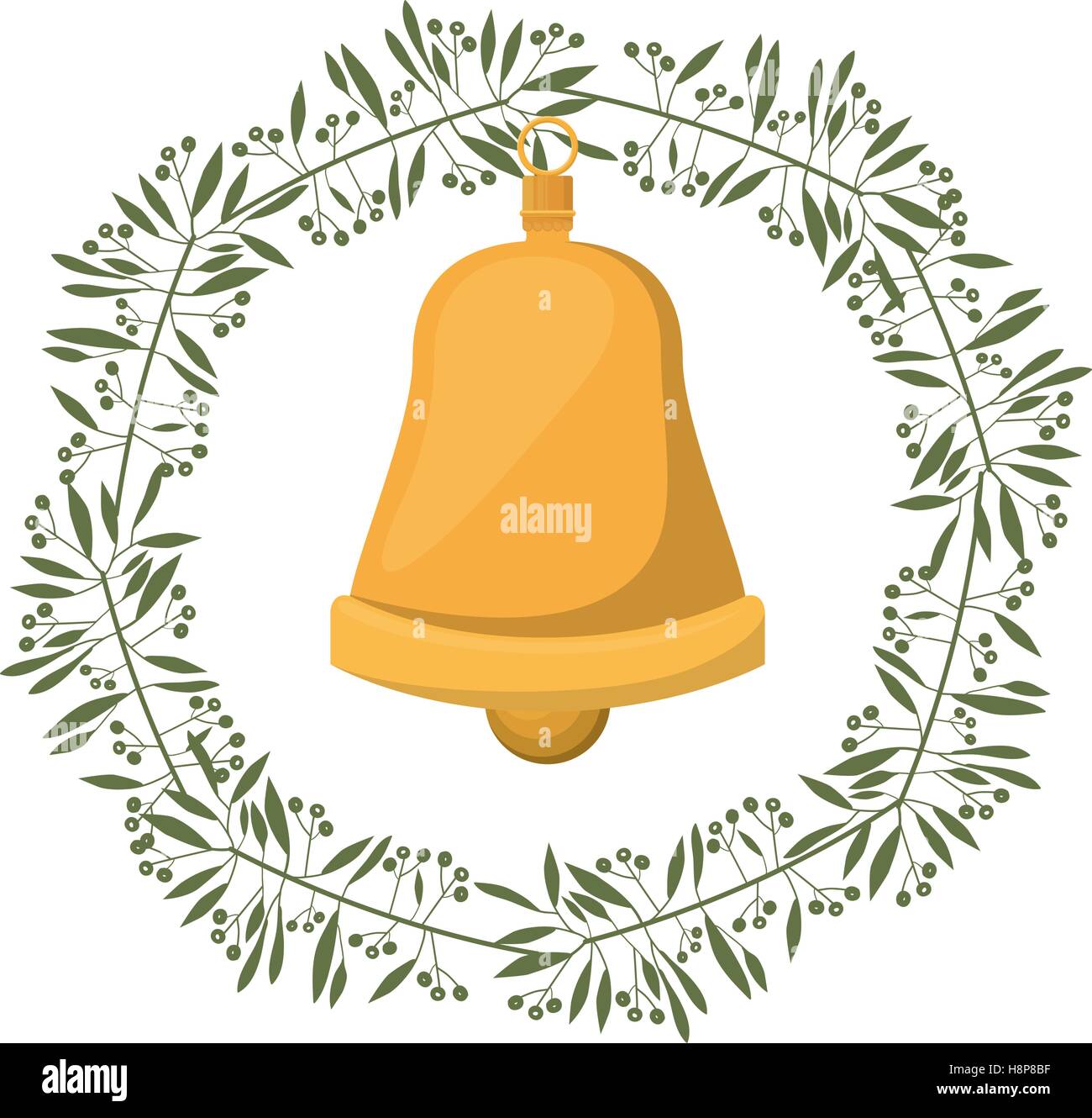 Bell inside crown icon. Christmas season decoration and celebration ...