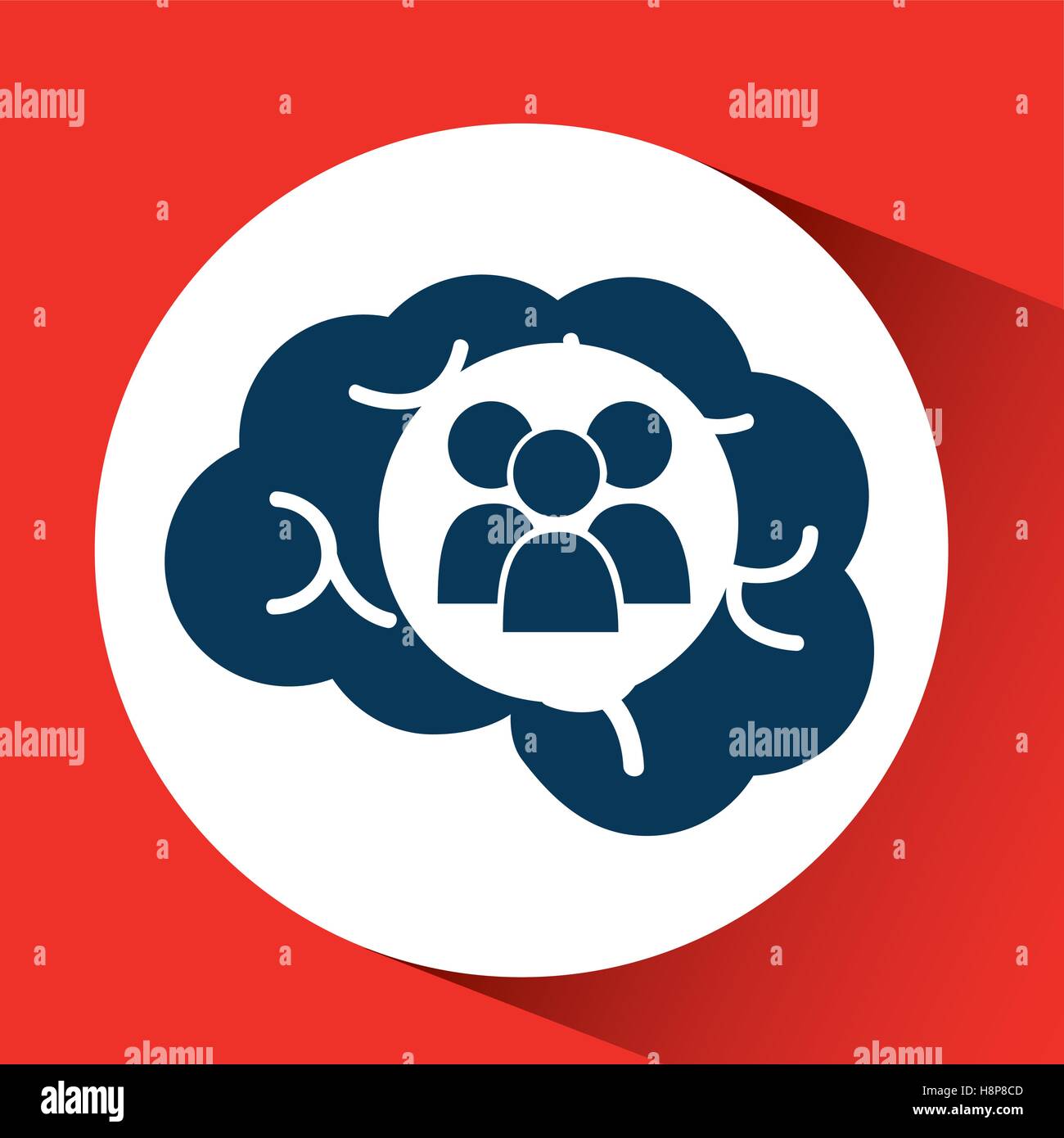 social media concept, head and brain media group vector illustration ...