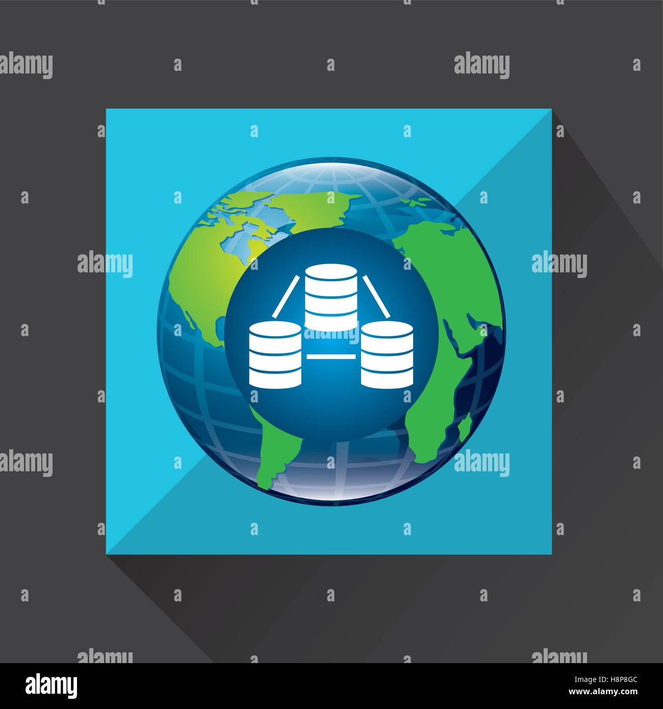 earth global data base connected media vector illustration eps 10 Stock ...