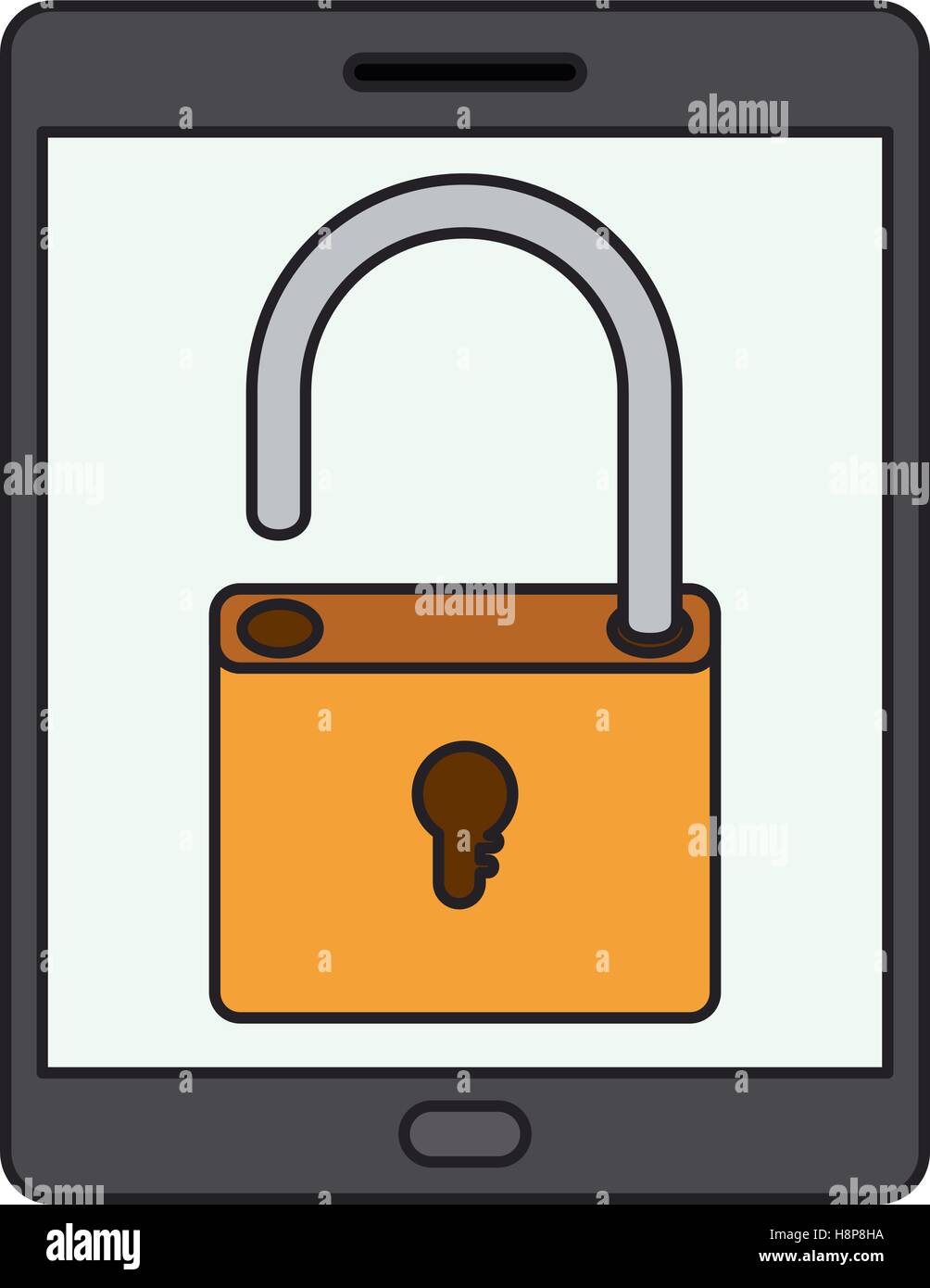 Padlock and tablet icon. Security system warning and protection theme ...