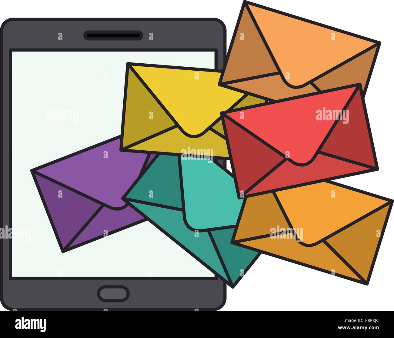 Envelope and tablet icon. Email message letter marketing and ...