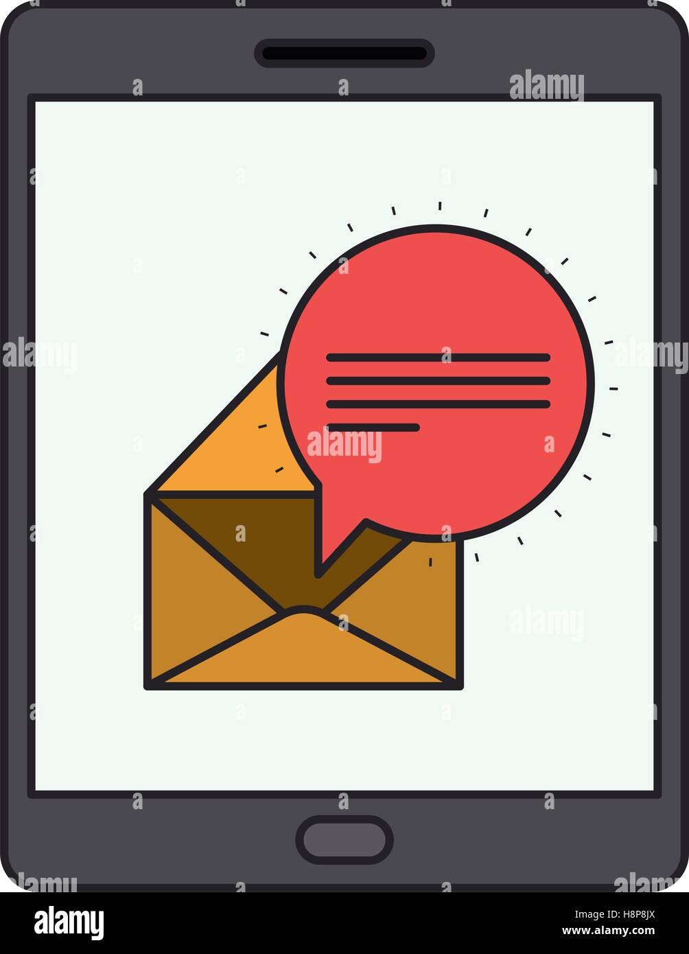 Envelope and tablet icon. Email message letter marketing and ...