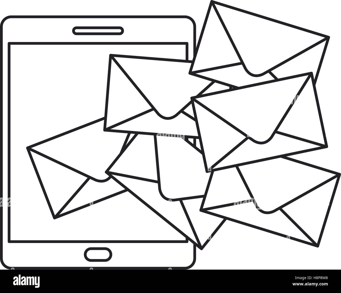 Envelope and tablet icon. Email message letter marketing and ...