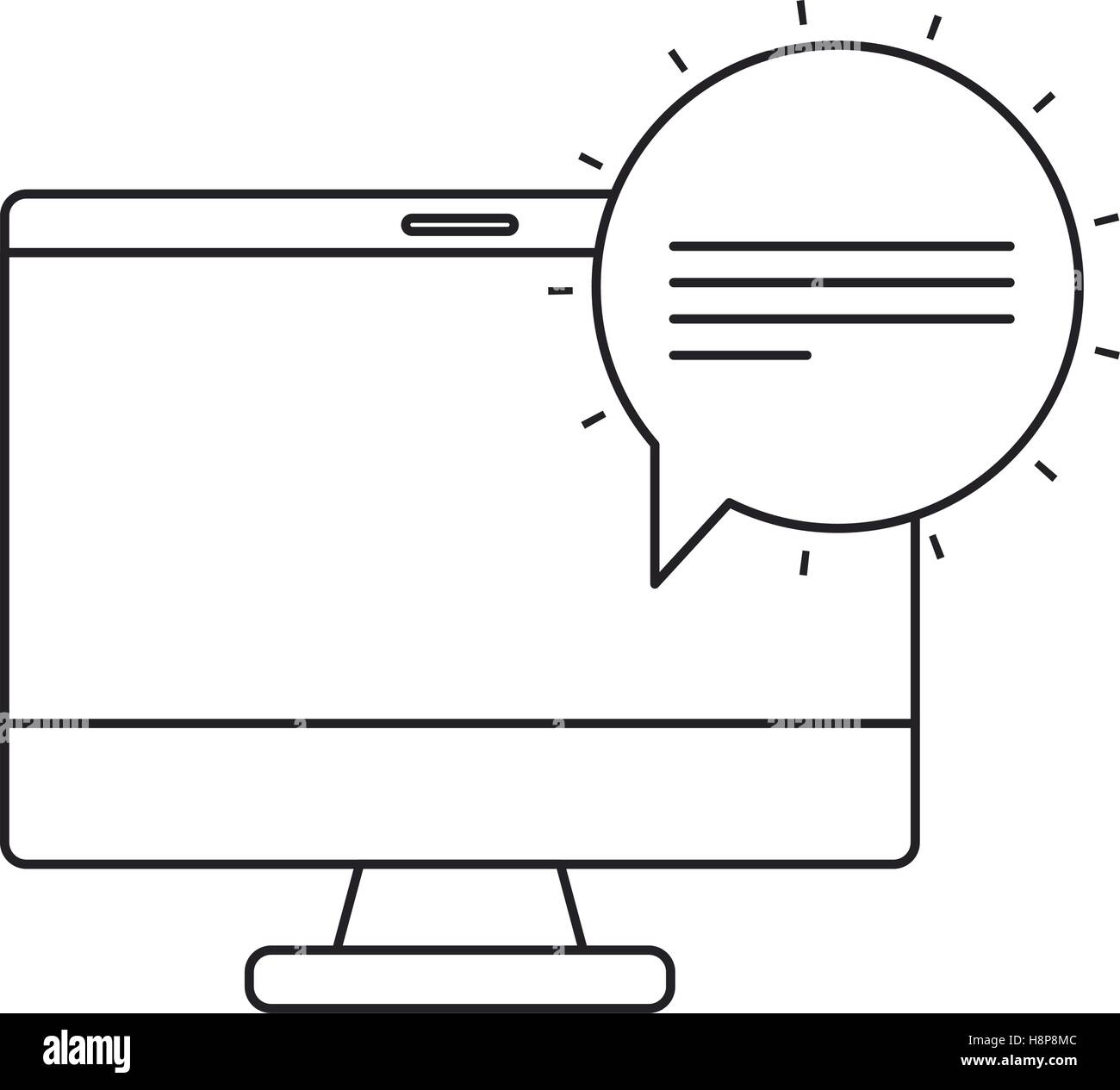 Bubble and computer icon. Communication message conversation and talk ...