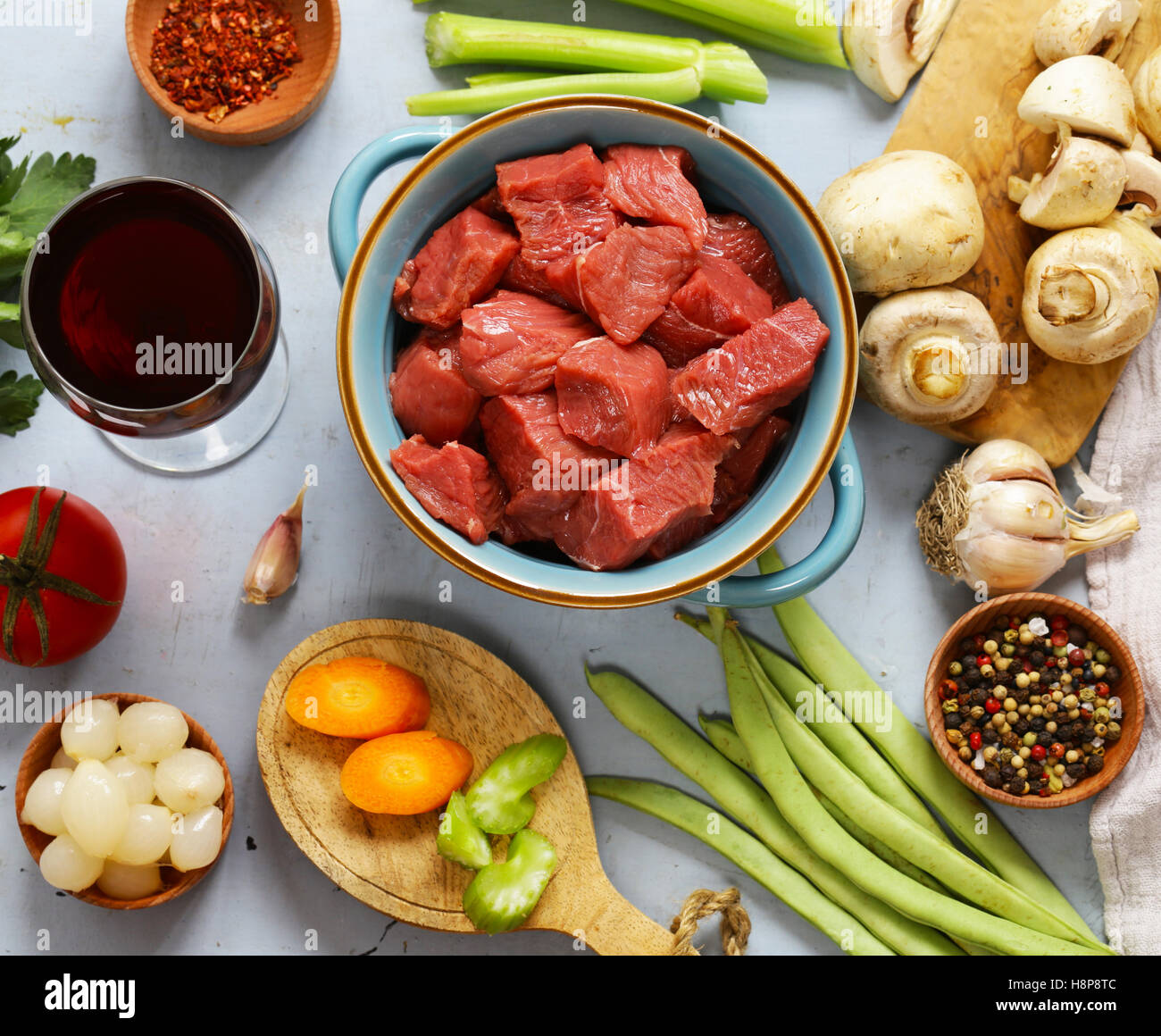 Food ingredients - meat, vegetables and spices Stock Photo - Alamy