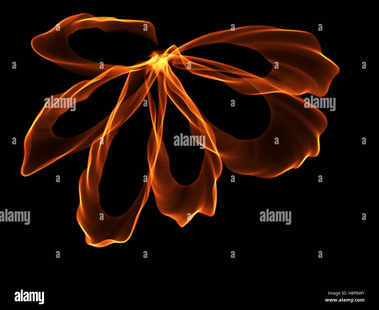 abstract red circular wavy smoke flame flower over black background ...