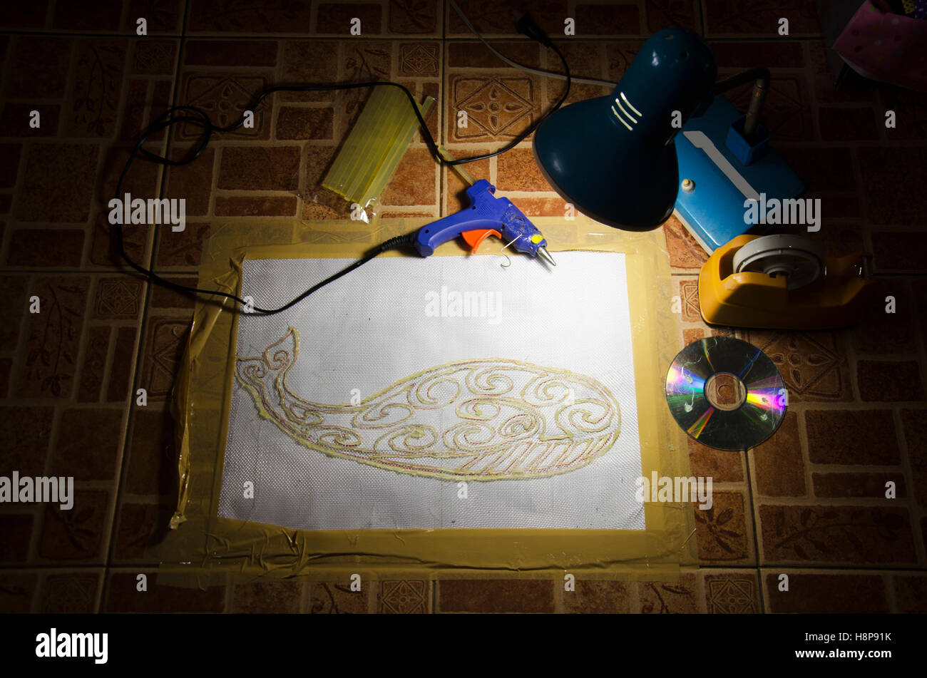 Making patterns for paint batik and tie dye color at my workshop in my ...