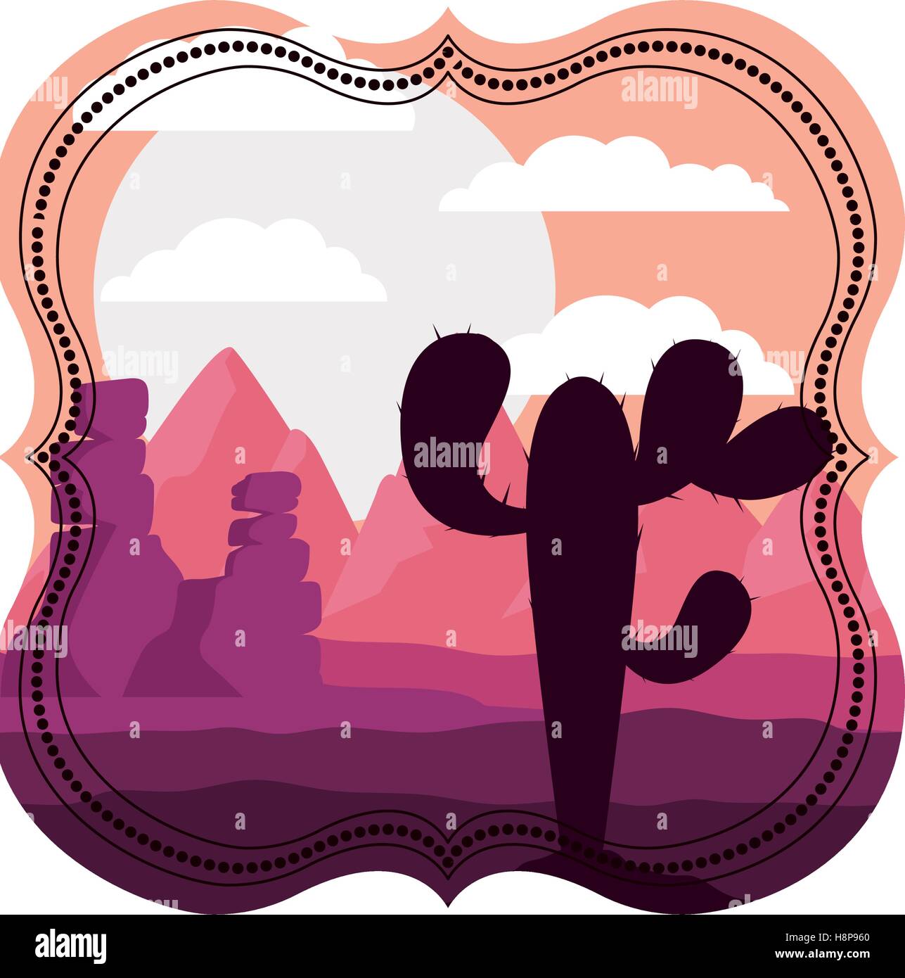 Desert inside frame icon. Landscape nature outdoor season and sant ...