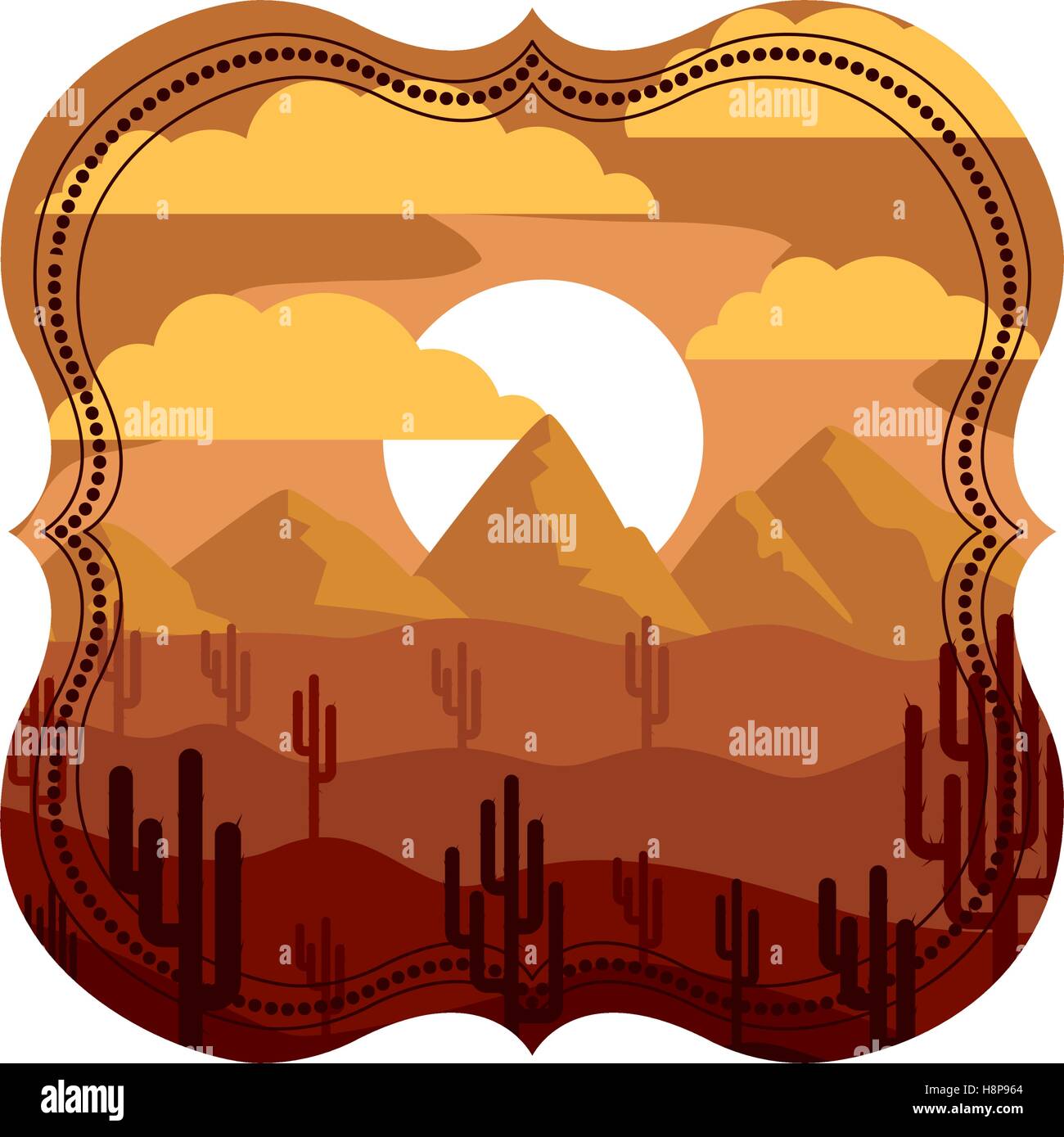 Desert inside frame icon. Landscape nature outdoor season and sant ...