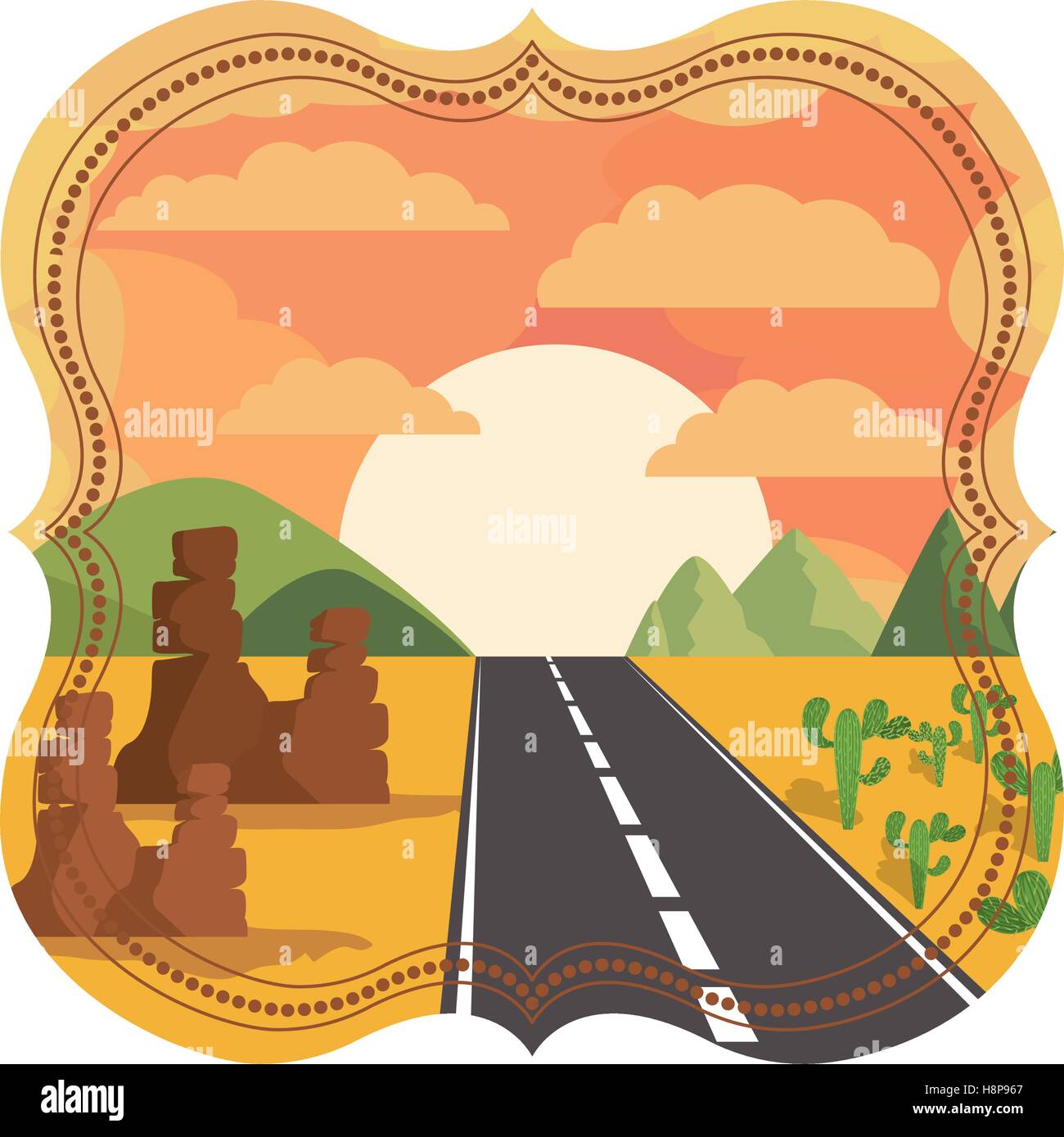 Desert inside frame icon. Landscape nature outdoor season and sant ...