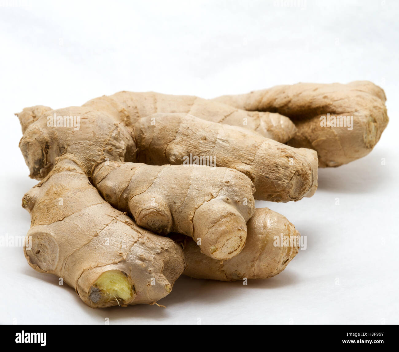 ginger root closeup on white background Stock Photo - Alamy