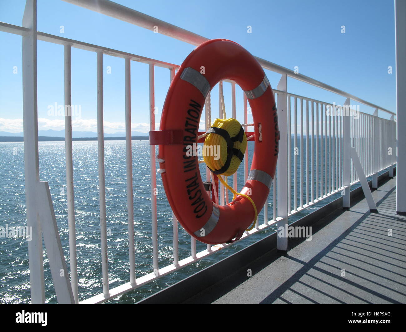 life saver on boat Stock Photo - Alamy