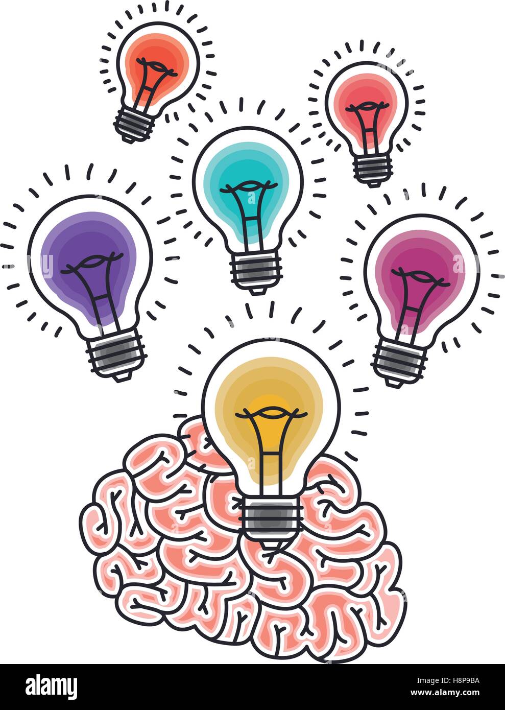 Brain and bulb draw icon. Big idea creativity imagination and ...