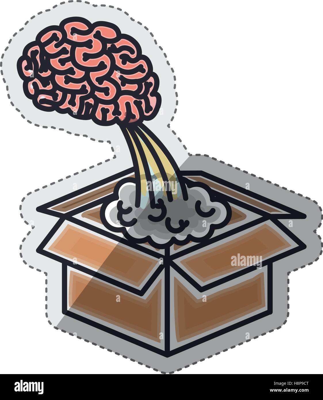 Brain and box draw icon. Big idea creativity imagination and ...