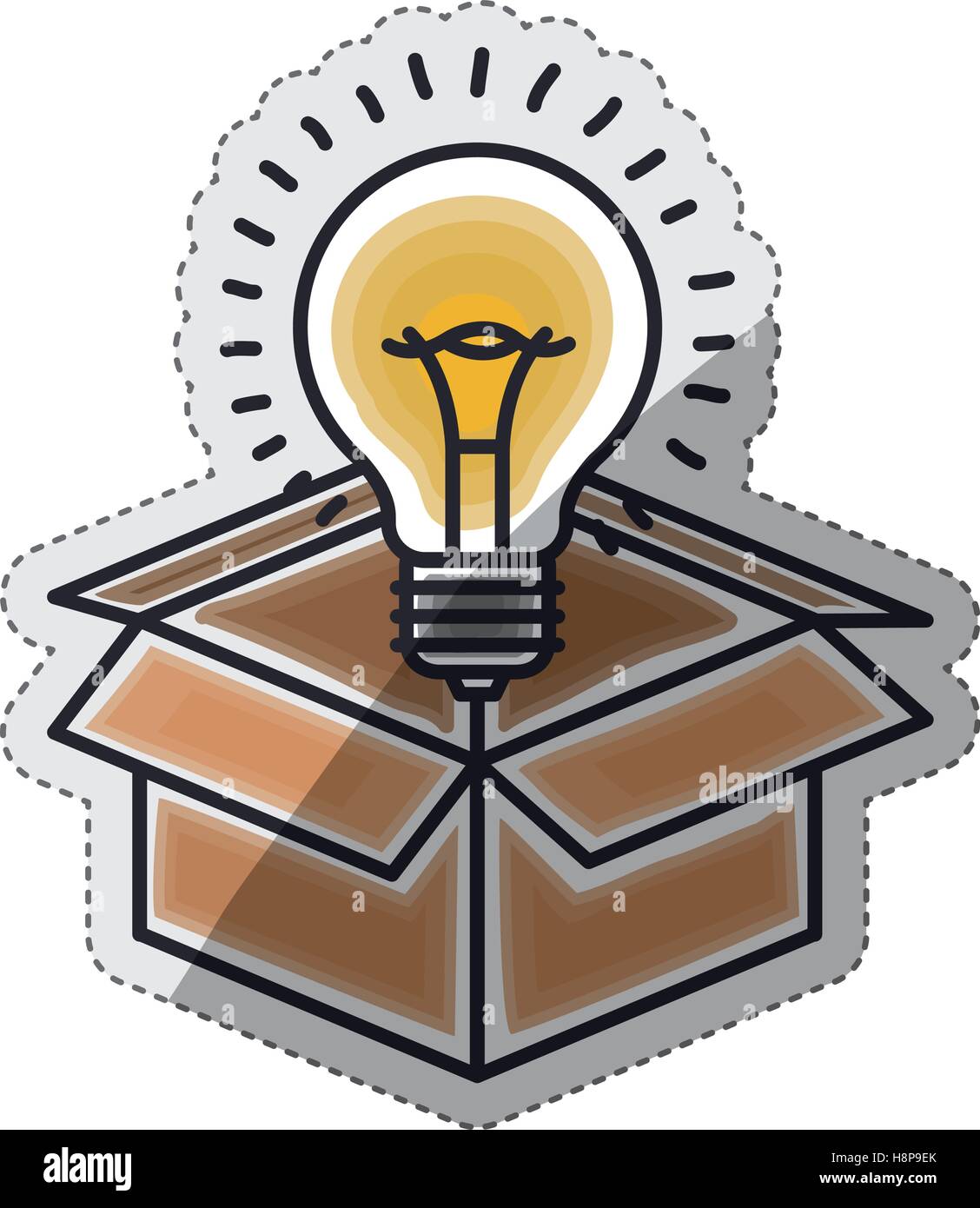 Bulb and box draw icon. Big idea creativity imagination and inspiration ...
