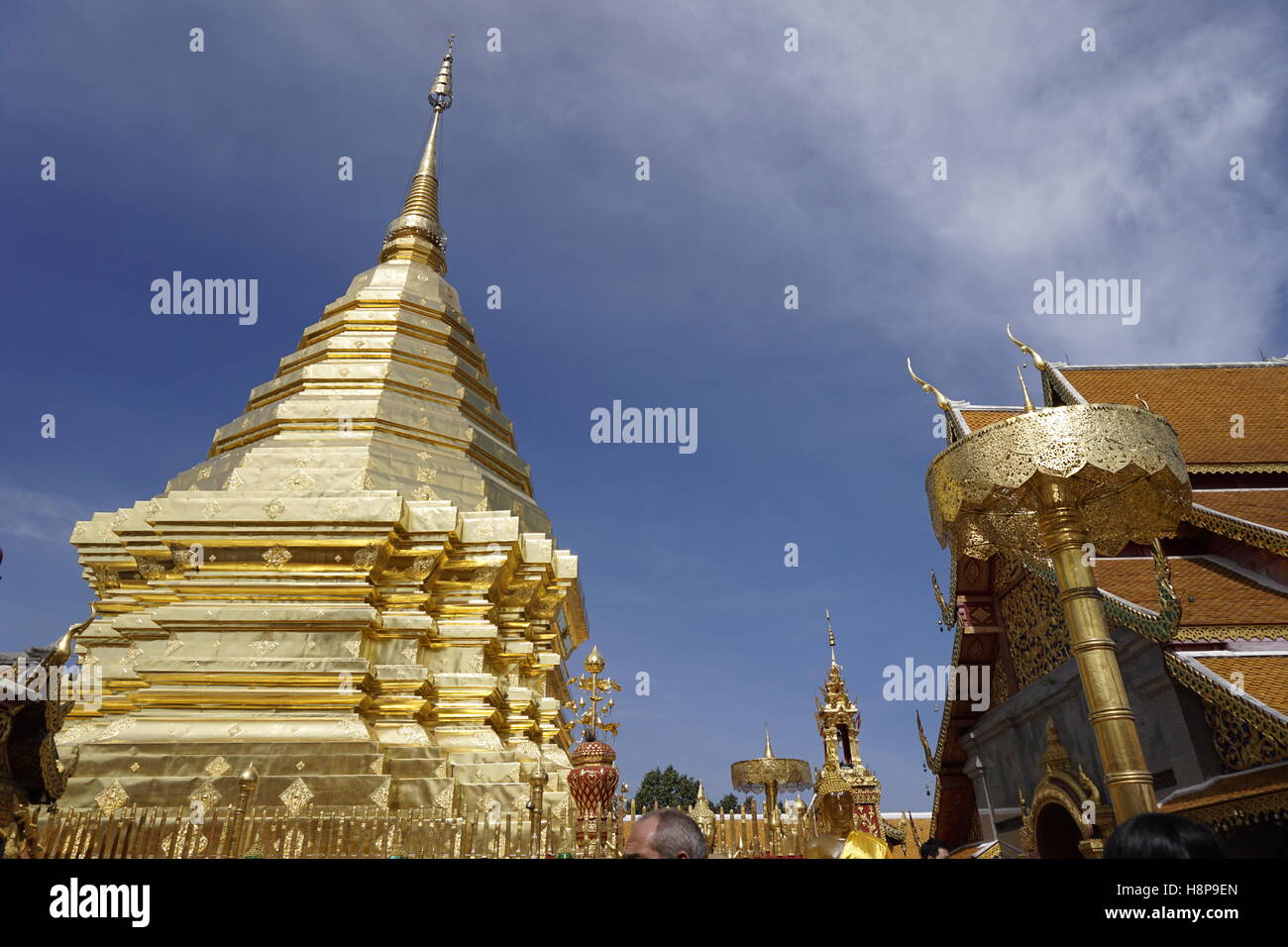 golden stupa and umbrella structure Wat Phra That Doi Suthep, Chiang ...