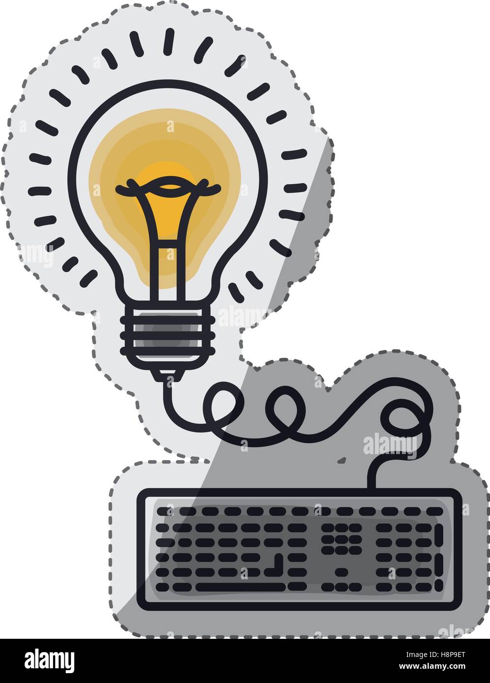 Bulb and keyboard draw icon. Big idea creativity imagination and ...