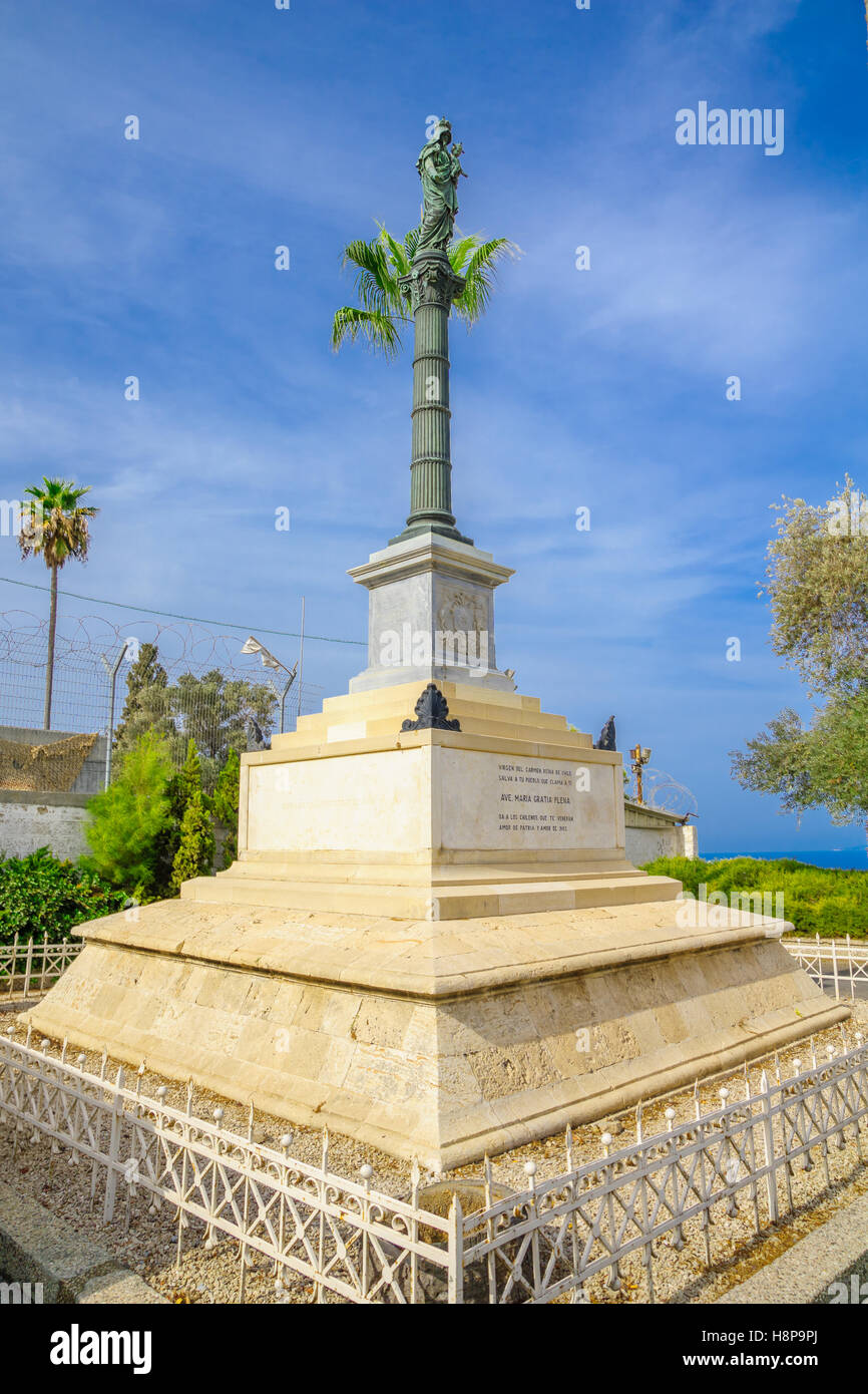 HAIFA, ISRAEL - OCTOBER 13, 2015: A statue of Holy Mary, donated by the ...