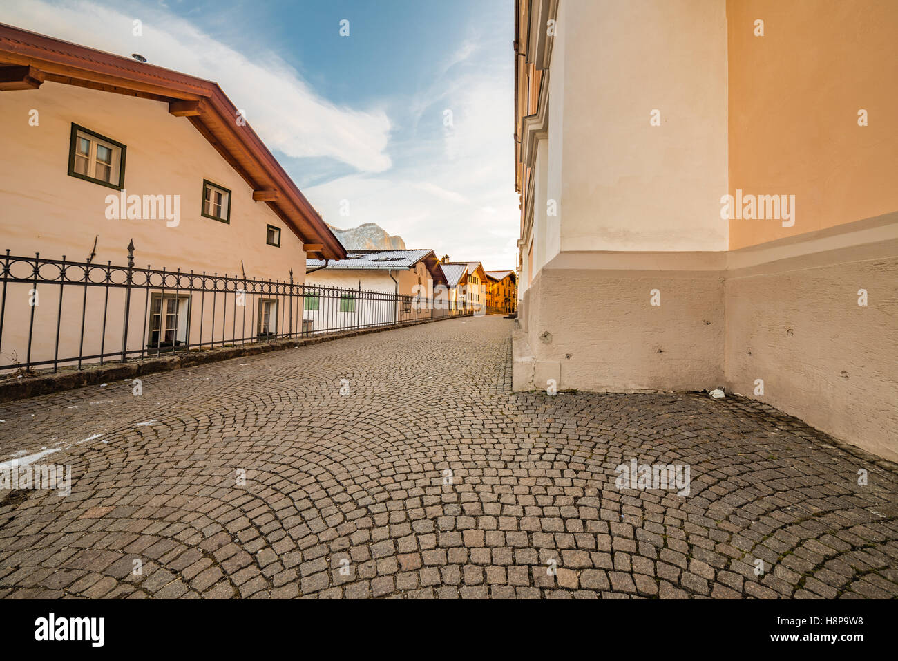 the streets of an alpine village in Italy Stock Photo - Alamy