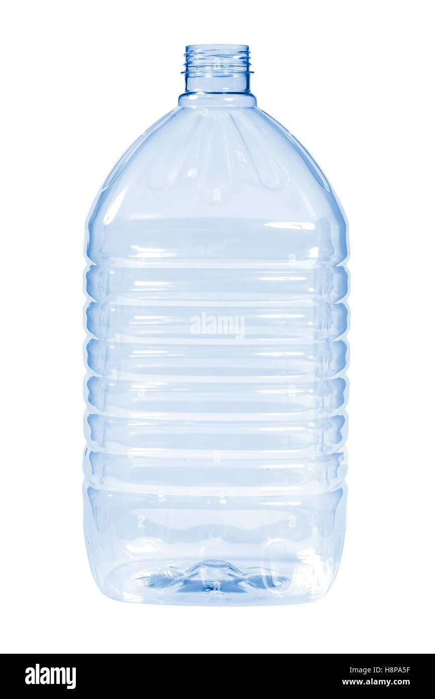 New, clean, empty plastic bottle blue color, isolated on white ...