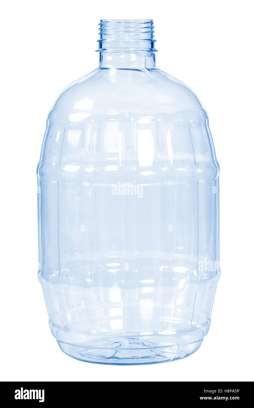 New, clean, empty plastic bottle blue color, isolated on white ...