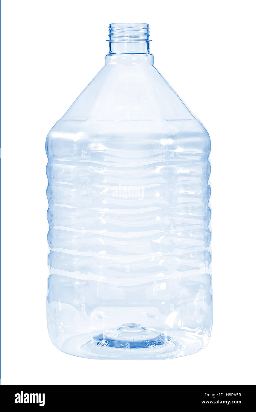 New, clean, empty plastic bottle blue color on white background Stock ...