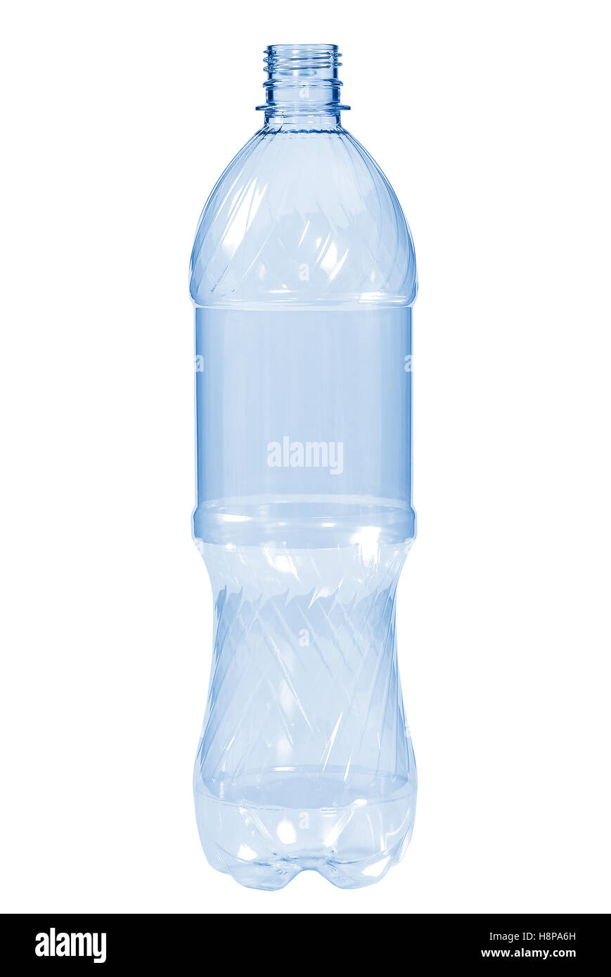 New, clean, empty plastic bottle blue color on white background Stock ...