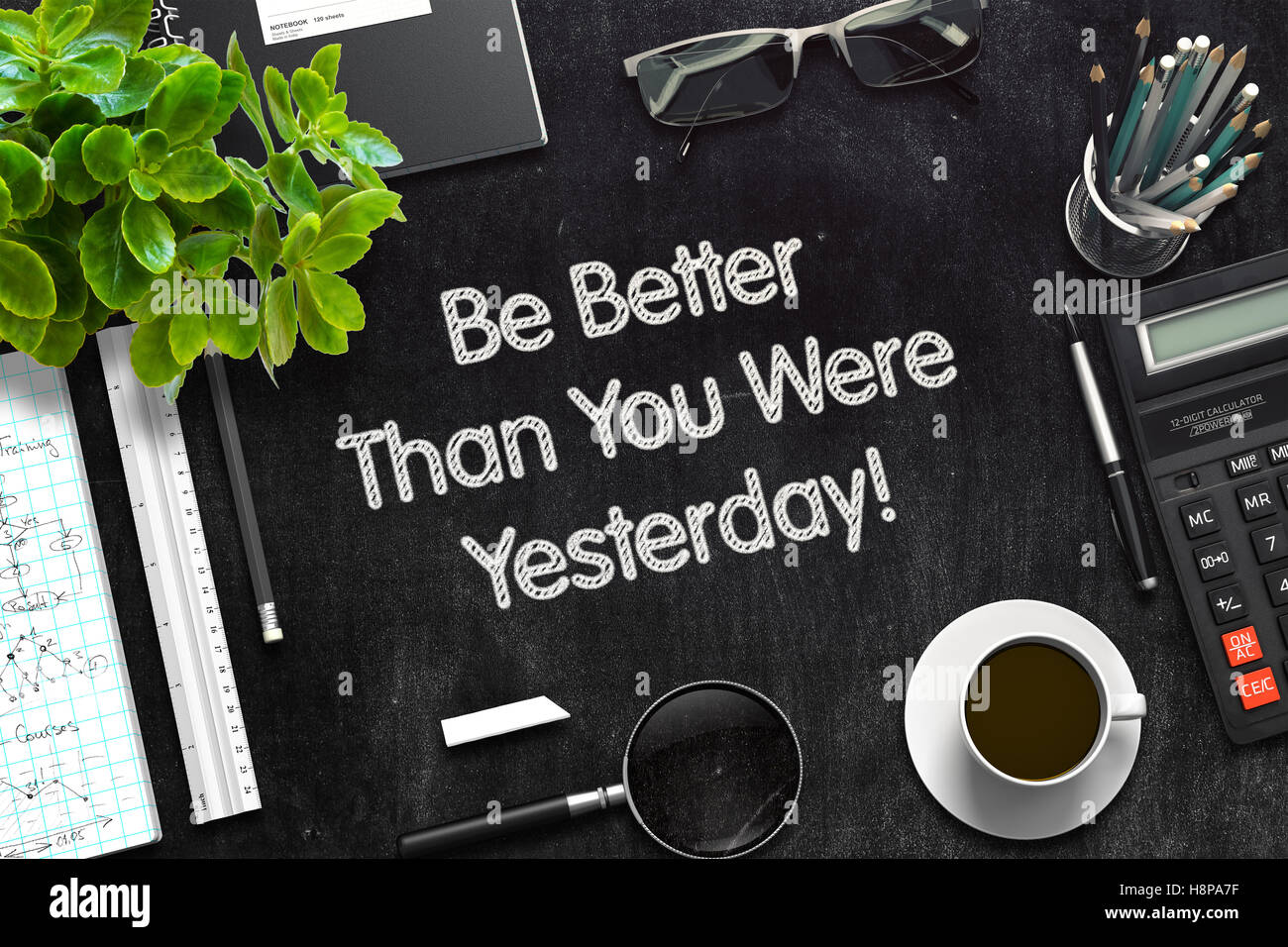Be Better Than You Were Yesterday Concept. 3D render Stock Photo - Alamy