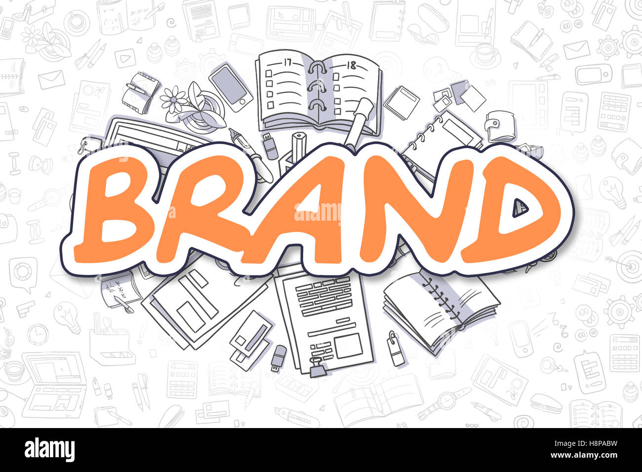Brand - Doodle Orange Word. Business Concept Stock Photo - Alamy