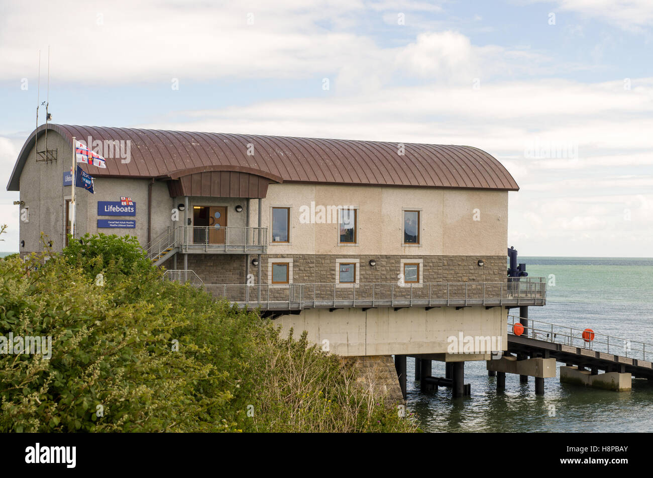 RNLI Lifeboat Station, Moelfre, Isle of Anglesey, Wales, UK Stock Photo ...