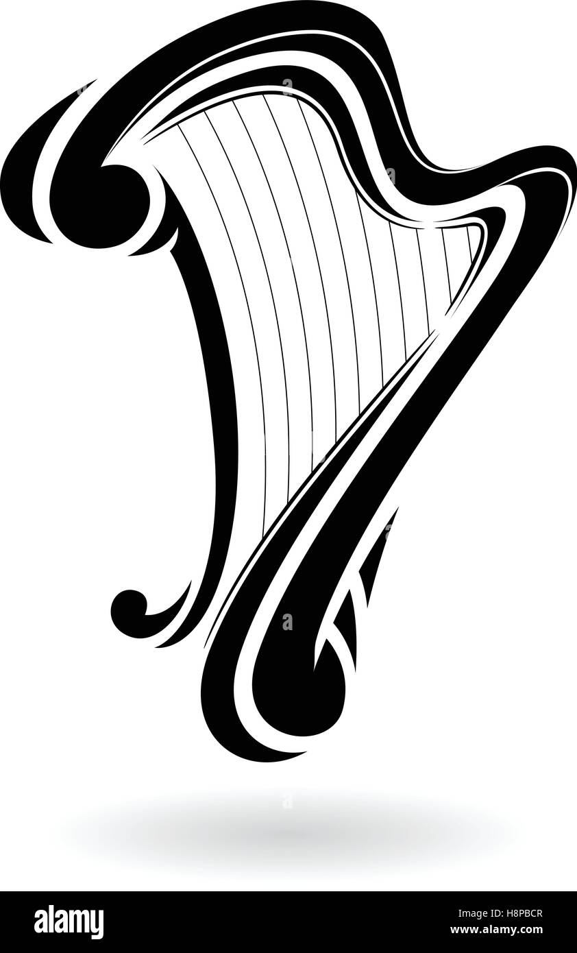 Vector Illustration of a Harp Icon isolated on a white background Stock ...