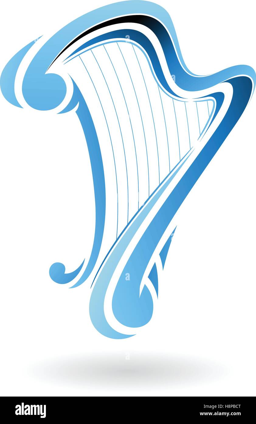 Vector Illustration of a Harp Icon isolated on a white background Stock ...